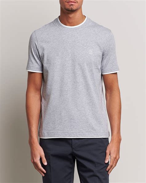 Brunello Cucinelli Short Sleeve Logo T Shirt Light Grey At