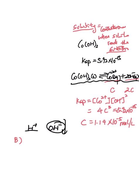 Solved The Ionic Compound Cobalt Ii Hydroxide Has A Ksp Of 5 92 X 10 15 M3 In Pure Water At 25