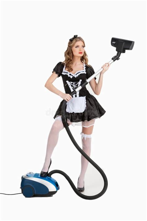 Maid With Vacuum Cleaner Stock Image Image Of Apron 33388447
