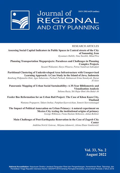 Vol 33 No 2 2022 Journal Of Regional And City Planning