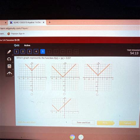 Solved Which Graph Represents The Function H X X 0 5 Sdirc 1200370 Algebra I A Session