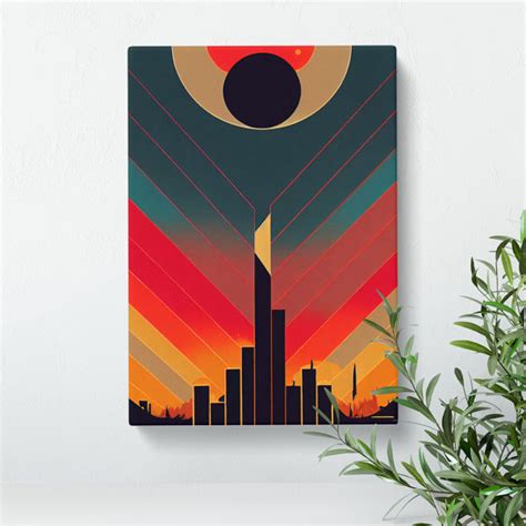 George Oliver Splendid Art Deco Sunset No1 Wrapped Canvas Graphic Art Uk