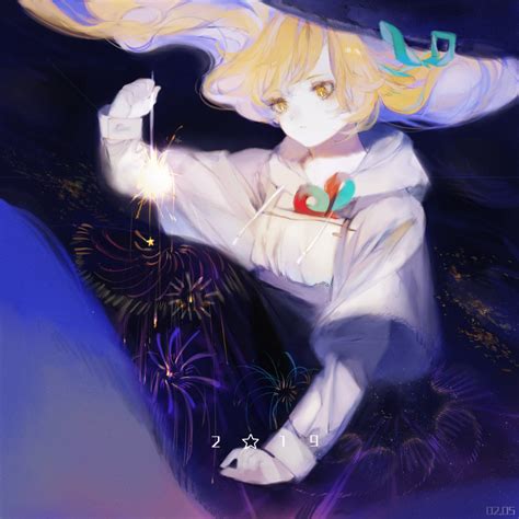 Safebooru 1girl Absurdres Apron Blonde Hair Fireworks Hat Highres