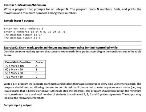 Solved Exercise Maximum Minimum Write A Program That Chegg