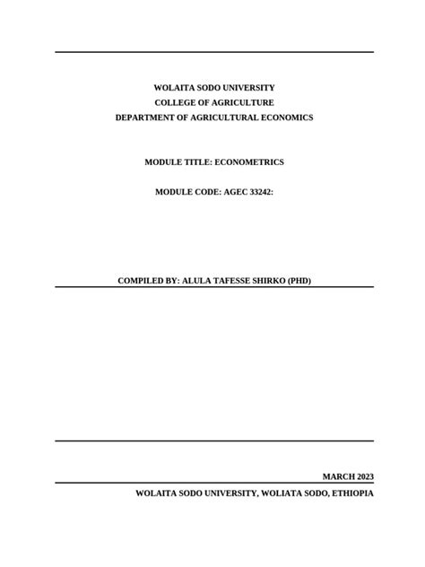 Econometrics Module Pdf