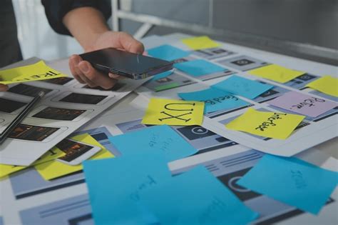 Premium Photo Ux Graphic Designer Creative Sketch Planning Application Process Development