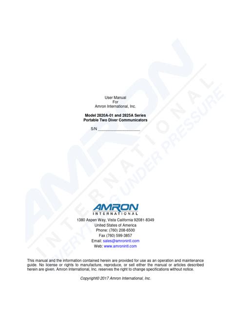 Amron Radio 2820a 01 2825a 01 Series Manual Pdf Rechargeable