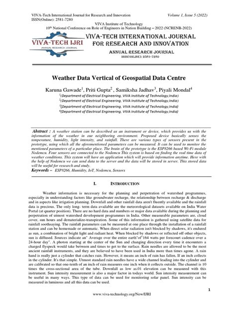 Weather Data Vertical Of Geospatial Data Centre Pdf Sensor Arduino