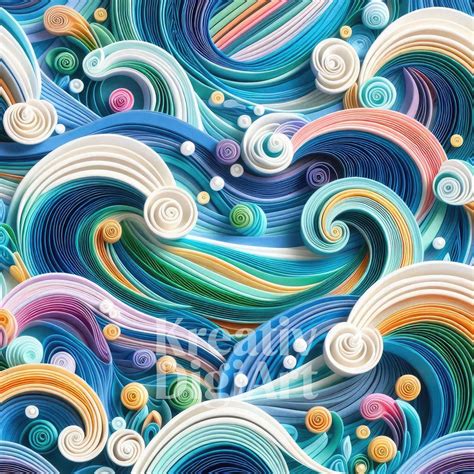 Quilling Ocean Waves Clipart Quilled Serene Blue Oceanic Paper Craft