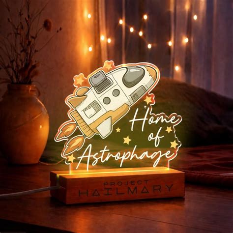 Project Hail Mary Night Light Wooden Base Jazz Hand Amaze Amaze Amaze