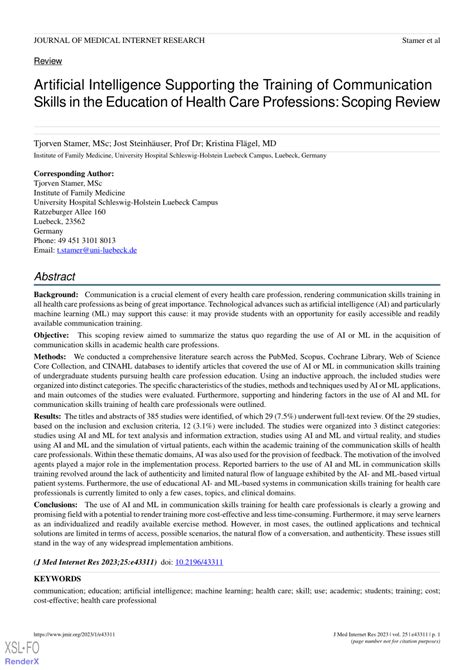 Pdf Artificial Intelligence Supporting The Training Of Communication Skills In The Education