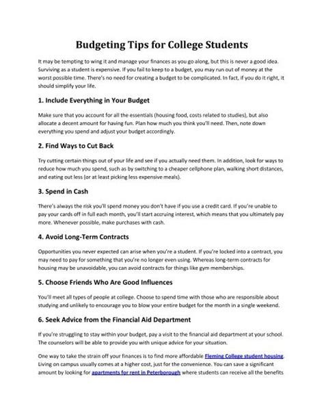 Budgeting Tips For College Students