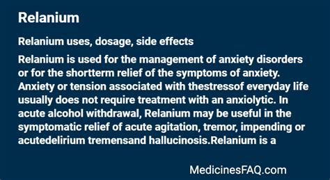 Relanium Uses Dosage Side Effects Food Interaction And Faq