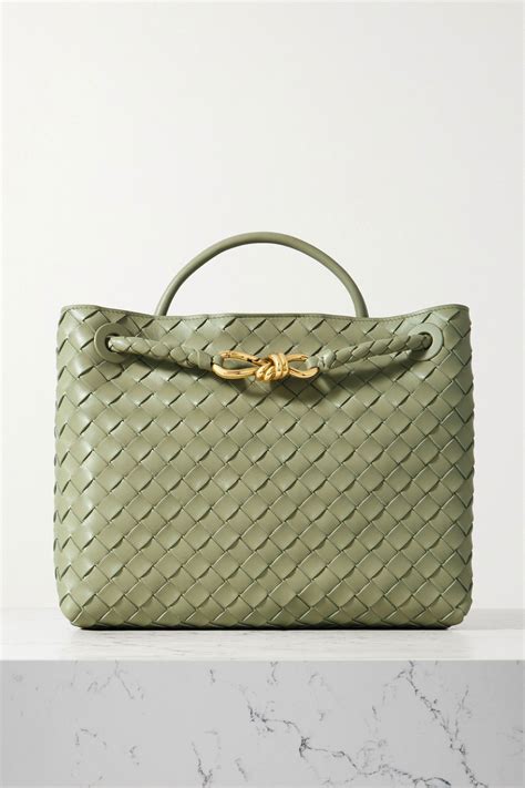 Bottega Veneta Andiamo Medium Intrecciato Leather Tote In Green Endource