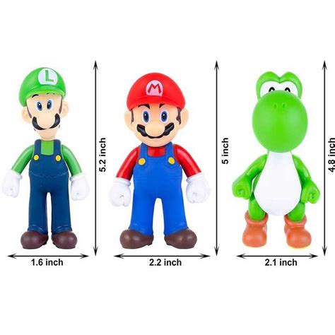 Cute 12cm Er Mario Brothers Mario Luigi Yoshi Princess Tode Bowser Pvc