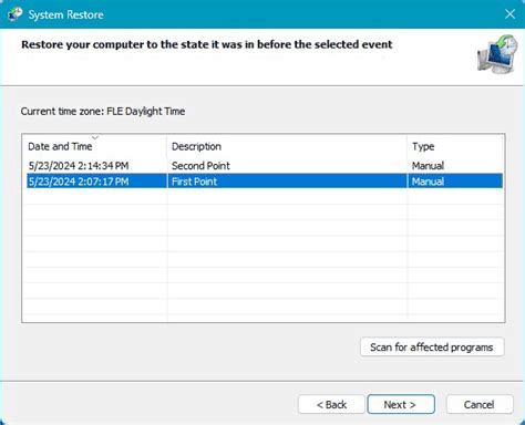 System Restore Points In Windows 11