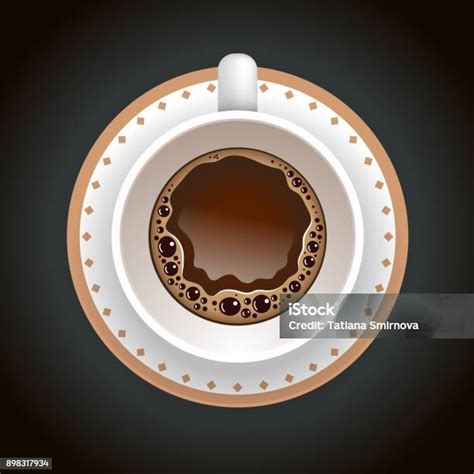 커피 컵평면도 블랙 커피와 귀여운 컵 현실적인 그림 메뉴 템플릿 0명에 대한 스톡 벡터 아트 및 기타 이미지 0명 갈색