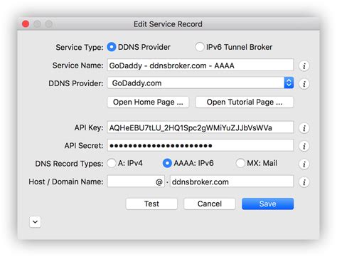 creating ddns update records for godaddy