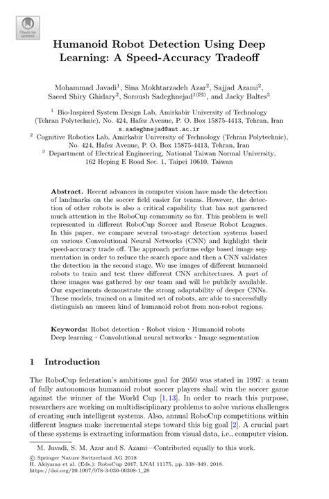Pdf Humanoid Robot Detection Using Deep Learning A Speed Accuracy