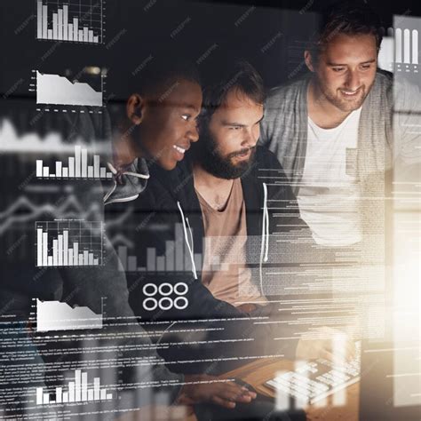 Premium Photo Software Development Overlay Man And Team With Computer