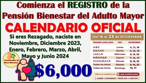 ≫ Calendario Oficial De Registro De La Pensión Bienestar Del Adulto