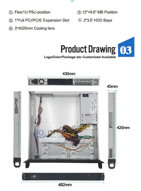 1U Rack Mount ATX Server Case Flexible Durable Design