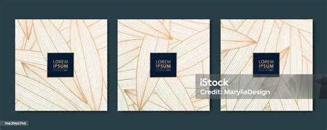 흰색 사각형 카드 소셜 넷에 대한 게시물 템플릿이 있는 추상 럭셔리 황금의 벡터 세트는 식물 현대 아르데코 벽지 배경을 남깁니다 패턴 인쇄용 질감 포장 디자인 개체 그룹에