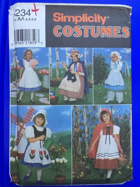 Simplicity 8234 Costume Sizes 3456 1998 Costume Patterns Girl Costumes Simplicity