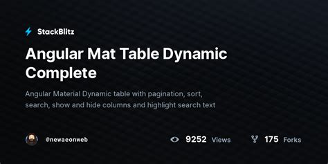 Angular Mat Table Dynamic Complete Stackblitz