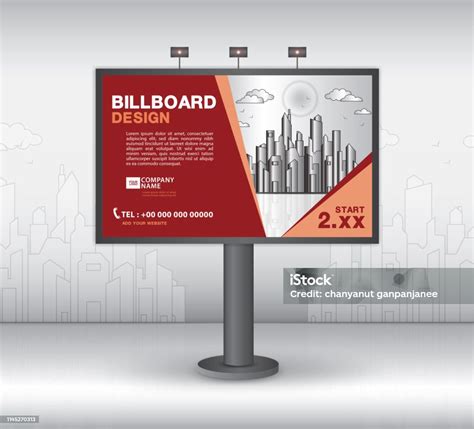 빌보드 배너 템플릿 벡터 디자인 광고 도시 배경 벡터 템플릿 디자인에 야외 광고에 대 한 현실적인 건설 3차원 형태에 대한 스톡 벡터 아트 및 기타 이미지 Istock