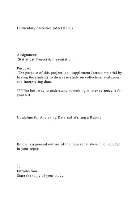 Elementary Statistics Math220assignment Statisticdocx