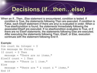 Advanced Vb Review Of The Basics Ppt