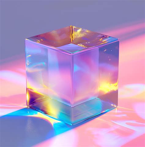 Premium Photo A Clear Cube With Colorful Light On It