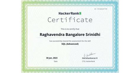 Raghavendra B S On Linkedin Hackerrank Skill Certificate