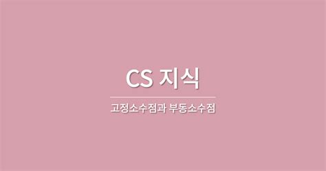 Cs 10 고정 소수점과 부동 소수점