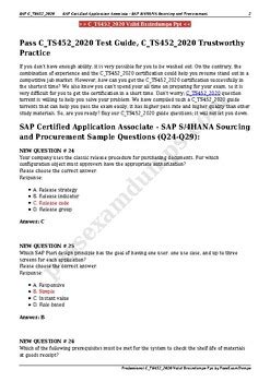 Professional C TS452 2020 Valid Braindumps Ppt By PassExamDumps TPT