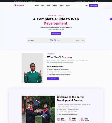Edurock Tailwind Css Education Template Site Templates Landing Page Templates Ft Academy