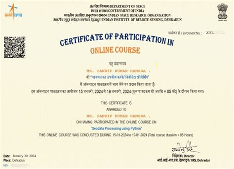 sandip kumar hansda on linkedin isro iirs python geodata course