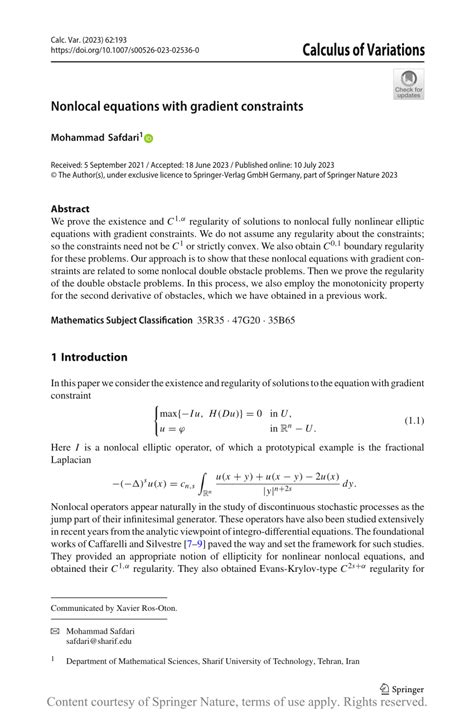 Nonlocal Equations With Gradient Constraints