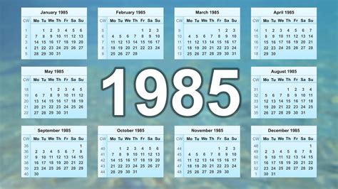 1985 Calendar Youtube