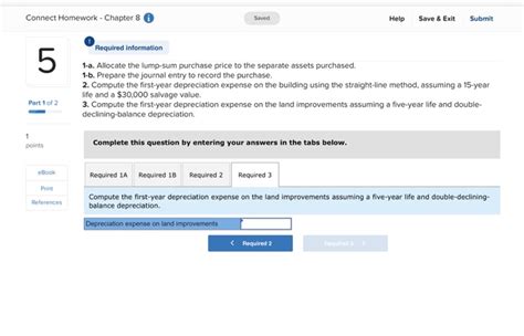 solved connect homework chapter 8 saved help save and exit