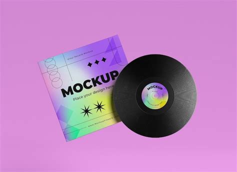 premium psd vinyl record mock up design