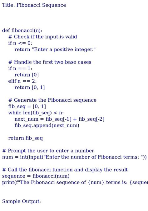 Fibonacci Sequence Python Code Youtube