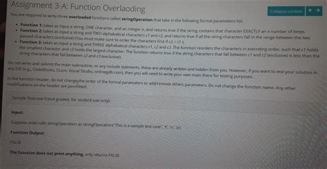 Solved Assignment 3 A Function Overlaoding Collapse Context