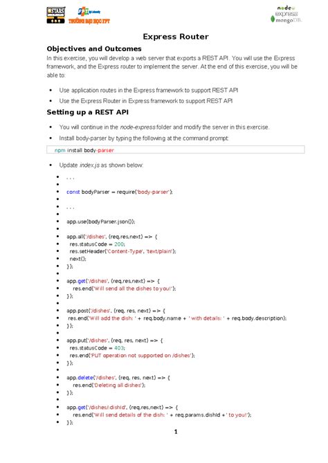 exercise 5 express router express router objectives and outcomes in