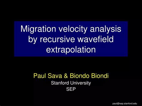 Ppt Migration Velocity Analysis By Recursive Wavefield Extrapolation