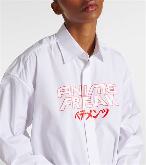 화이트 오버사이즈 프린트 코튼 셔츠 Vetements Mytheresa