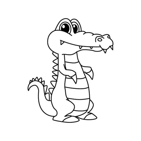 귀여운 악어 만화 캐릭터 벡터 일러스트 색칠하기 책 프리미엄 벡터