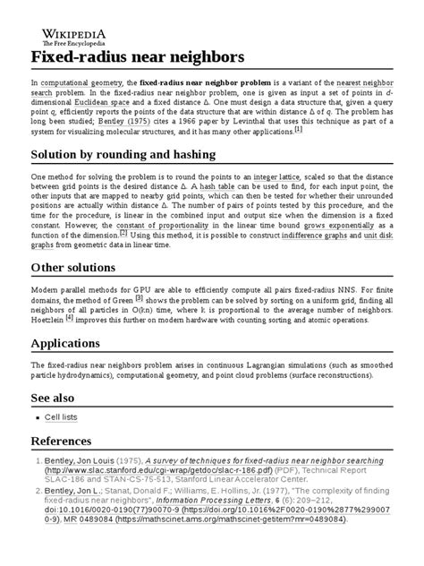 fixed radius near neighbors pdf computer science computing