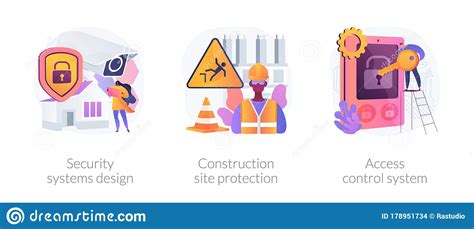 Construction Security Services Abstract Concept Vector Illustrations Stock Vector